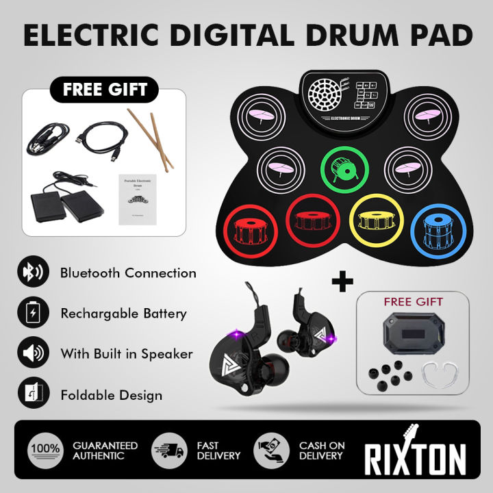 Electric Drum Kit - RIXTON Portable Kids Drum Set with Build-in Stereo ...