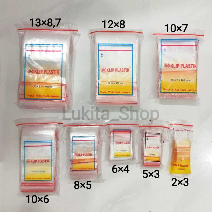 Plastik Klip Ukuran 2x3/ 3x5/ 4x6 / 5x8 / 6x10 / 7x10/ 8x12/8,7X13 Isi ...