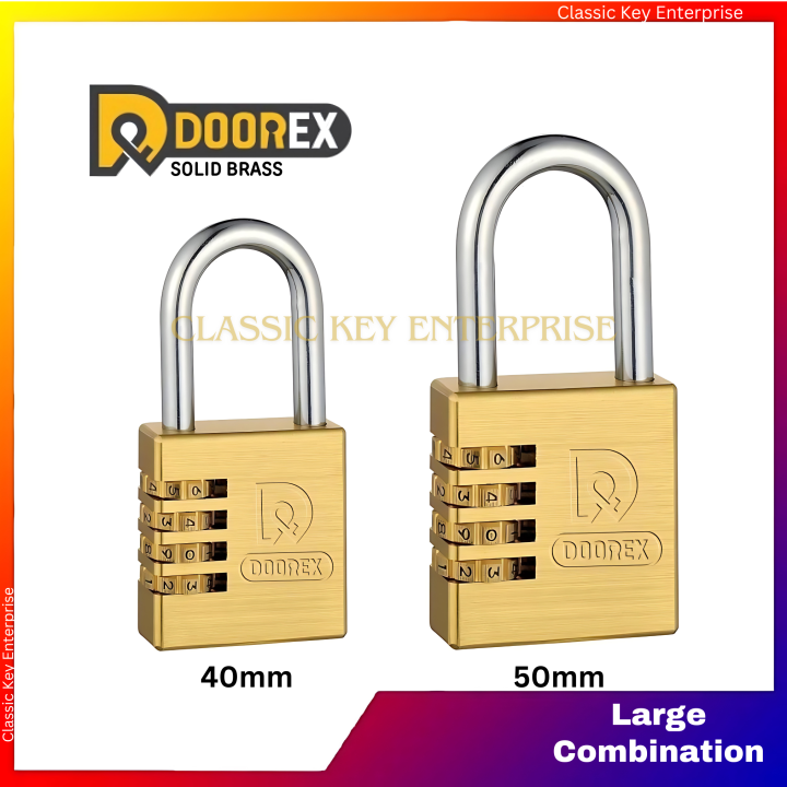 DOOREX Numbering Solid Brass Combination Padlock Convenient Safety 4 ...