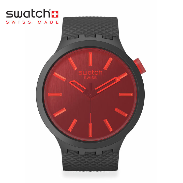 Swatch Big Bold MIDNIGHT MODE SB05B111 Red Silicone Strap Watch | Lazada PH