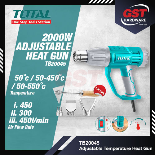Total TB20045 2000W Heat Gun with 4 pcs Accessories Tools Can ...