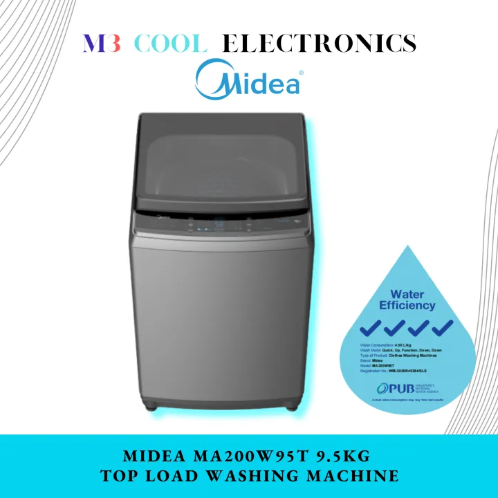 MIDEA MA200W95 / MA200W95T 9.5KG TOP LOAD WASHING MACHINE - 2 YEARS ...
