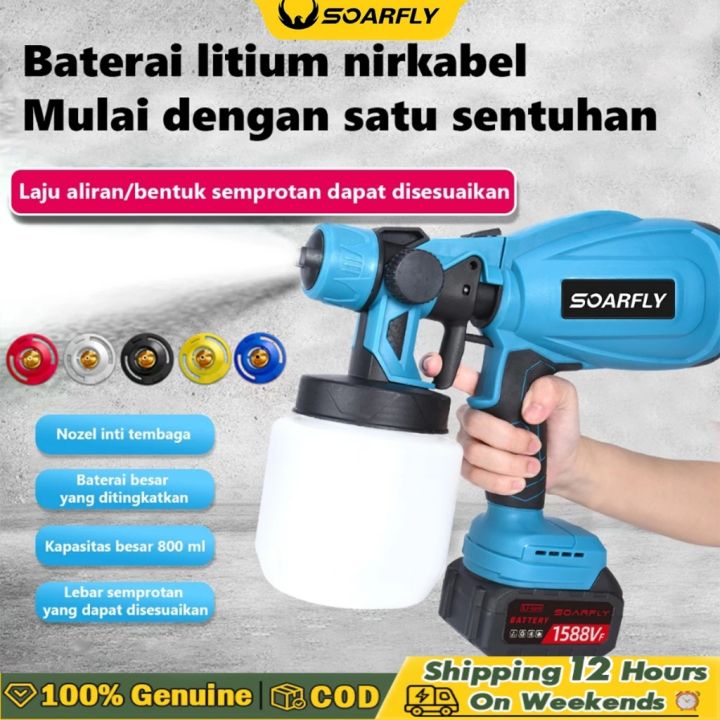SOARFLY Mesin Semprot Spray Gun Alat Semprotan Cat Minyak Air Portable ...