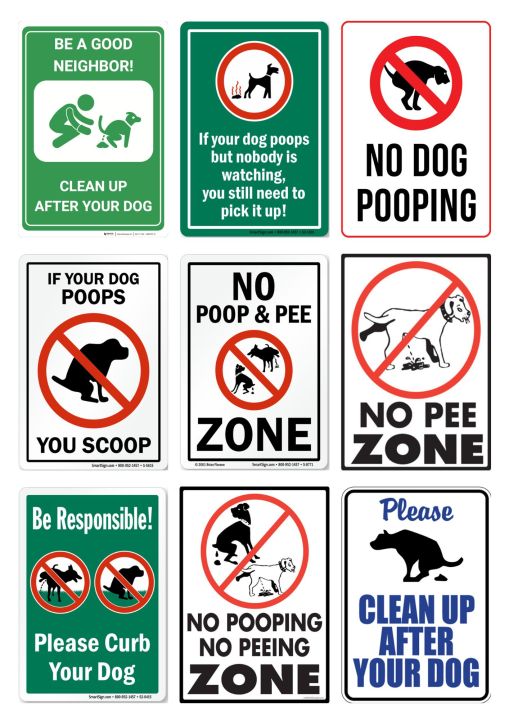 Clean Up Dog, No Poop, No Pee, No Peeing, Curb Dog Signage (Laminated ...