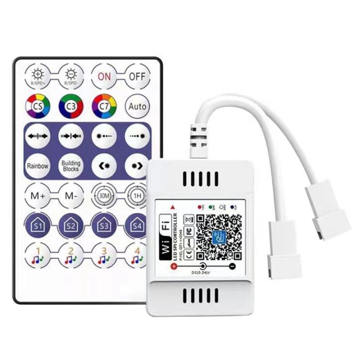 DC5V-24V 28 Key RF Controller WiFi APP Music Voice Remote Control for WS2812B WS2811 RGB LED ...