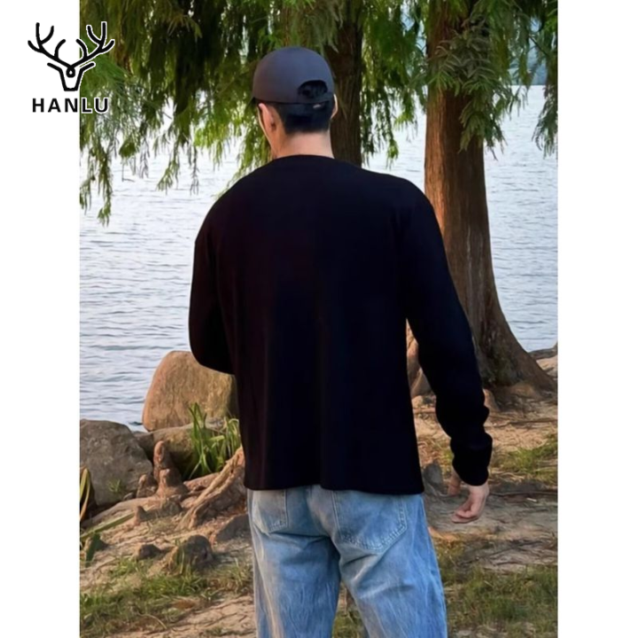 Hanlu เสื้อแขนยาวผู้ชายใส่สบายไม่เป็นทางการใหม่กับซิปครึ่งสำหรับฤดู ...