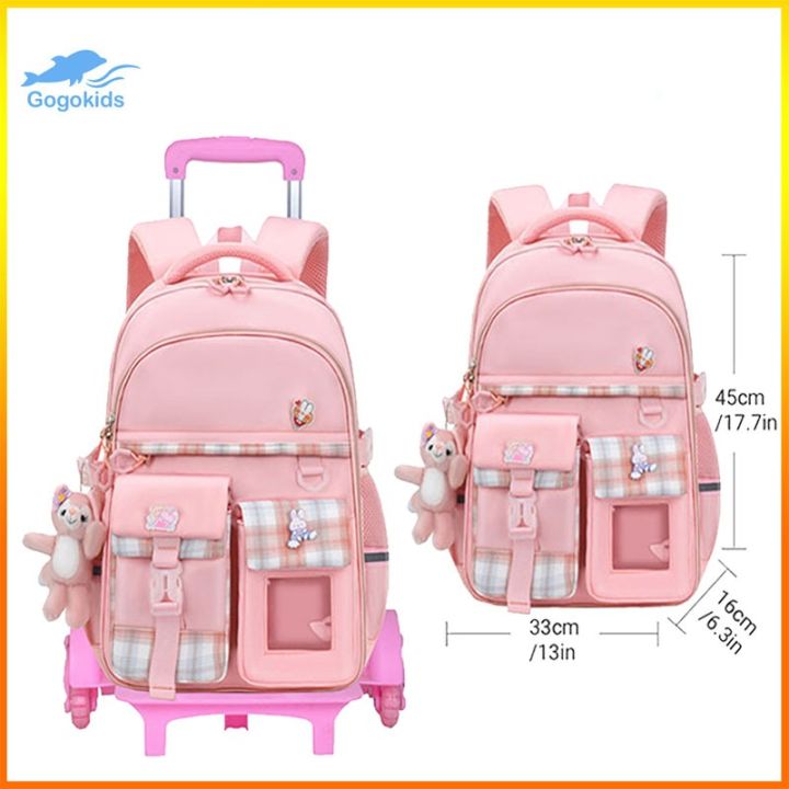 Girls' Student Trolley Rolling Backpack with 6 Wheels: Convenient ...