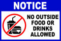 SIGNAGE NO OUTSIDE FOOD OR DRINKS ALLOWED INSIDE SIGN NEW VERSION PVC ...