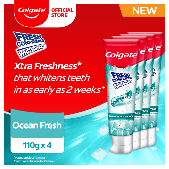 Colgate Fresh Confidence White Blast Ocean Fresh Toothpaste for Fresh ...