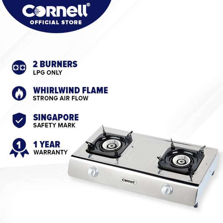 Cornell Table Top Gas Stove Gas Cooker 2 Burners LPG Only CGS-P1102SSD ...