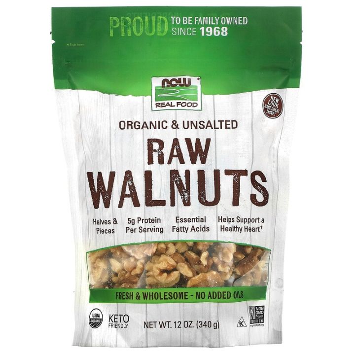 [PRE-ORDER] NOW FOODS REAL FOOD ORGANIC RAW WALNUTS UNSALTED 12OZ (340 ...