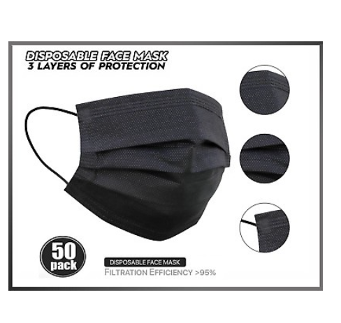 Disposable Black Face Mask with Box 50 pcs. Black Face Mask | Lazada PH