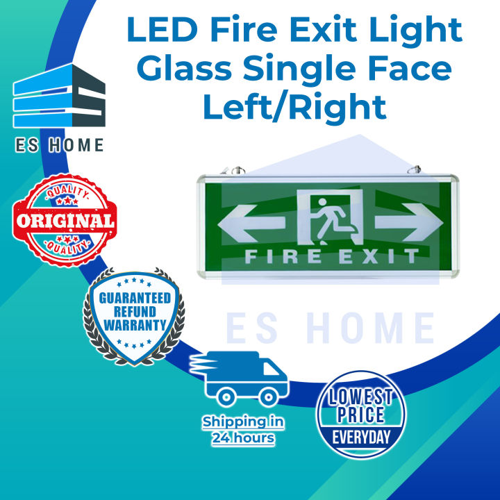 ES Home Glass Type Black 3W LED Fire Exit Left and Right Arrow Single ...