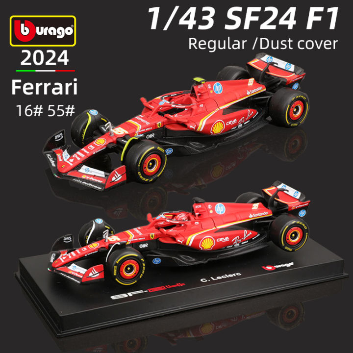 hot Bburago 1:43 Ferrari SF24 F1 Car Model 2024 Season 16# Leclerc 55# Sainz Alloy Luxury ...