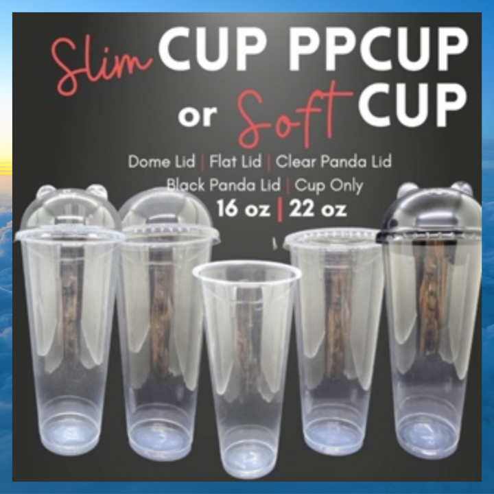 Plastic Slim Cups For Milktea Slim Disposable Cups 16oz & 22oz Set ...