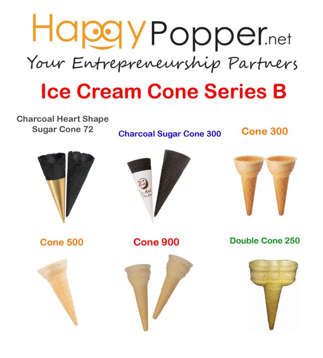 Happypopper Ice Cream Cone Kon Aiskrim Charcoal Black Sugar Cone Heart ...