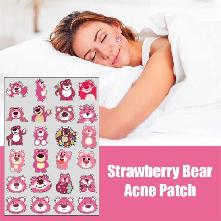 Cartoon Cute Strawberry Bear Acne Patch Pimple Patch Sticker PE 24pcs ...