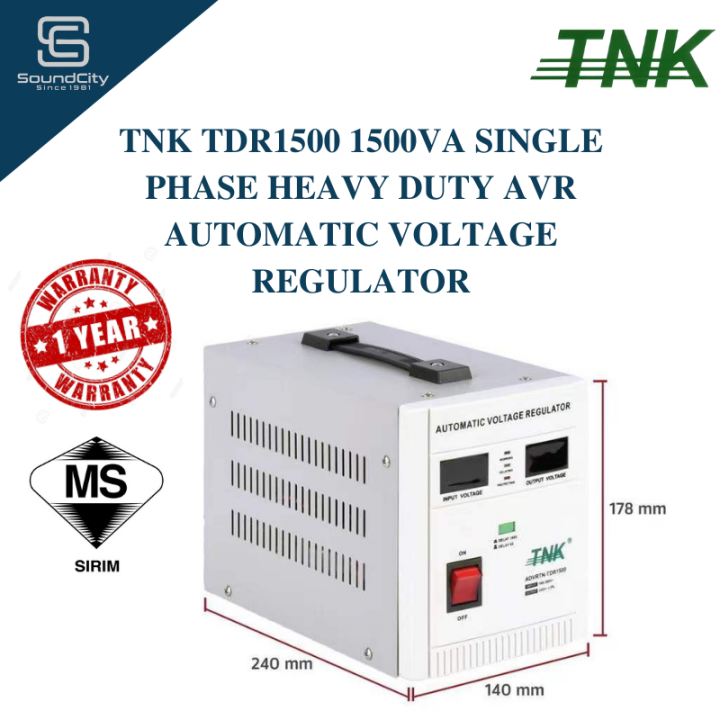 TNK TDR1500 1500VA Single Phase Heavy Duty AVR Automatic Voltage ...