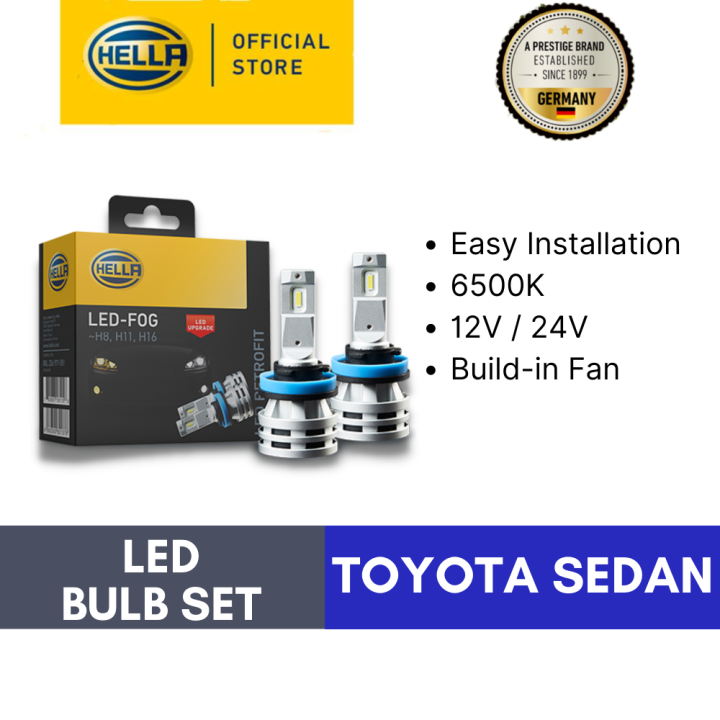 HELLA 12V & 24V Retrofit LED Headlight Bulb Set For Toyota Sedan Cars ...