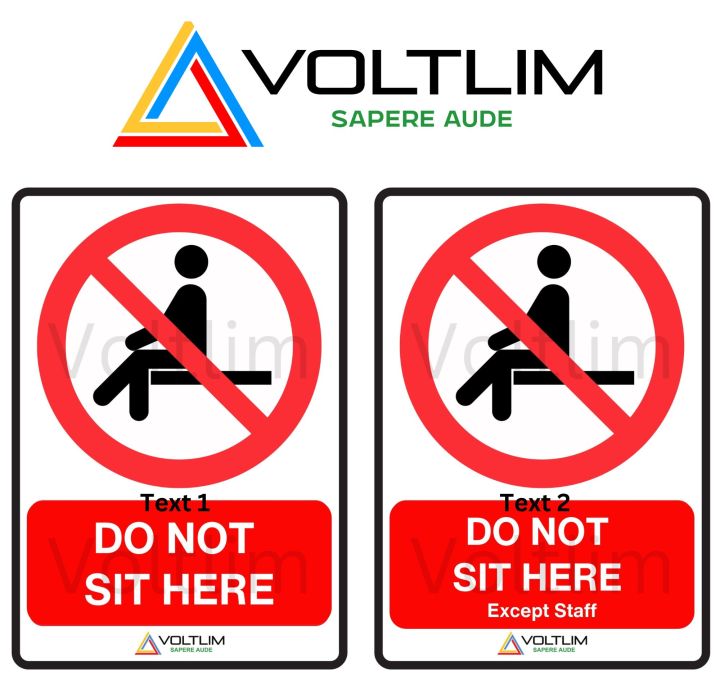 Do Not Sit Here Prohibition Symbol Stop Sign Label Sticker (Various ...