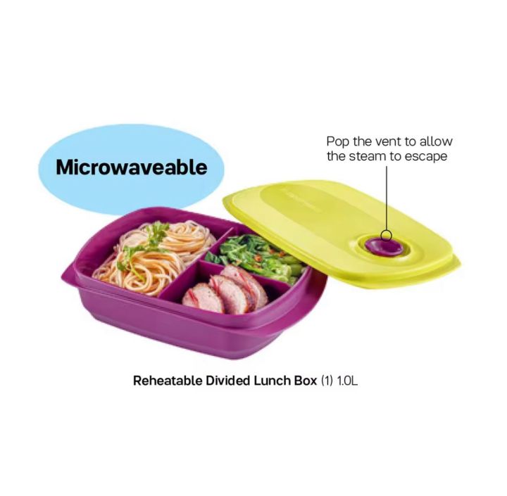 Tupperware Reheatable Divided Lunch Box (1) 1L purple | Lazada.co.th