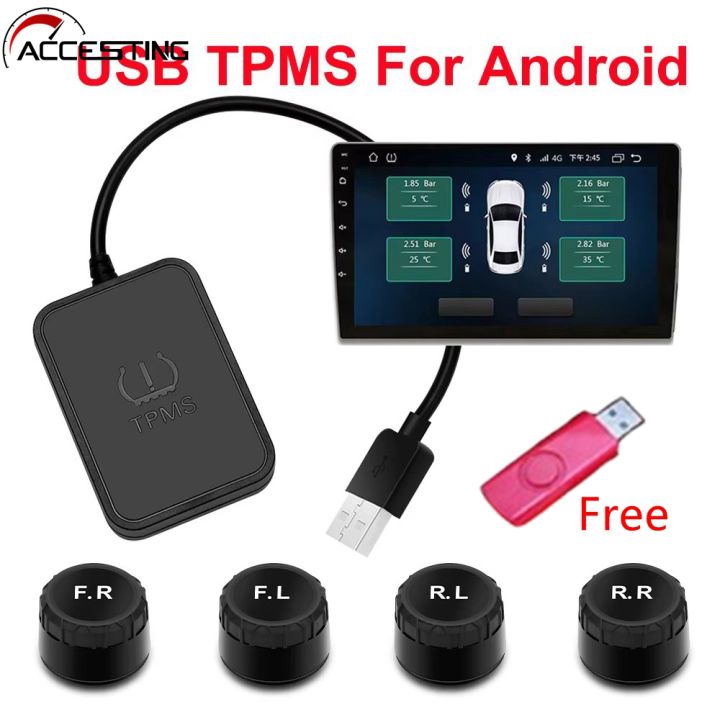 USB TPMS Android Tire Pressure Alarm Monitoring System for Car Navigation Radio DVD Player With ...