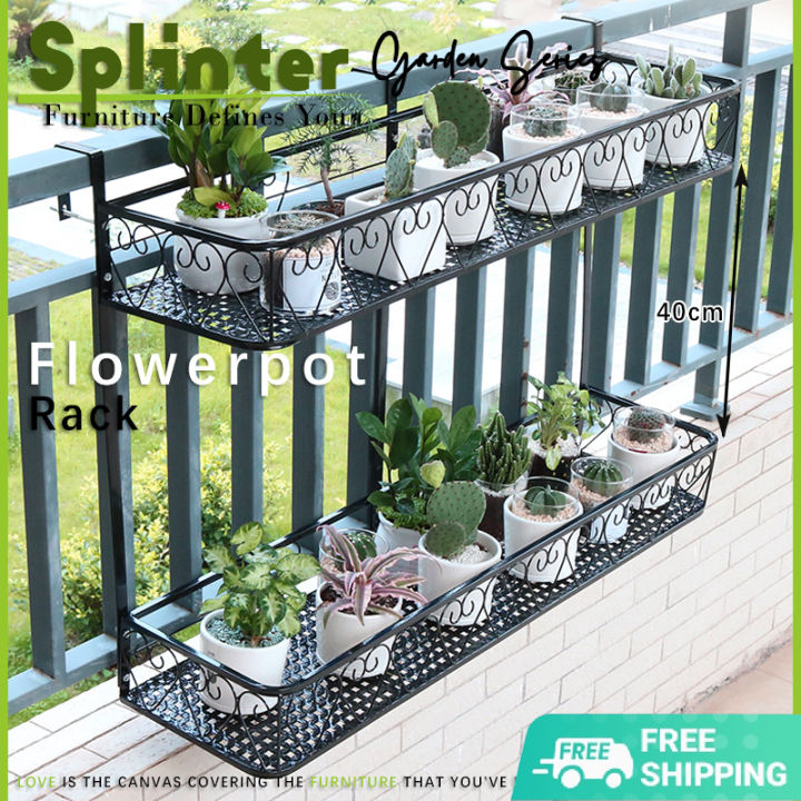 Flowerpot Hanging Rack 1 and 2 Layers Garden Gardening Urns Corridor ...