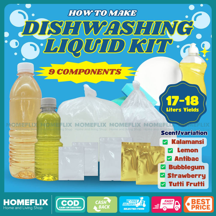 Homeflix Diy Dishwashing Liquid Kit Set 17 to 18 Liters Yield 9 ...