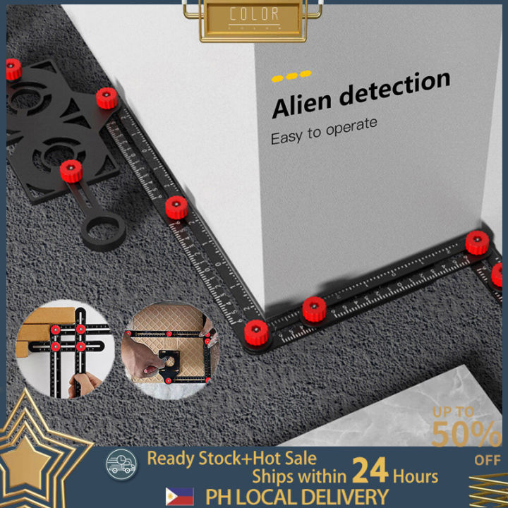 Vastar Aluminum Alloy Adjustable Six Fold Tool Ruler Drill Guide ...