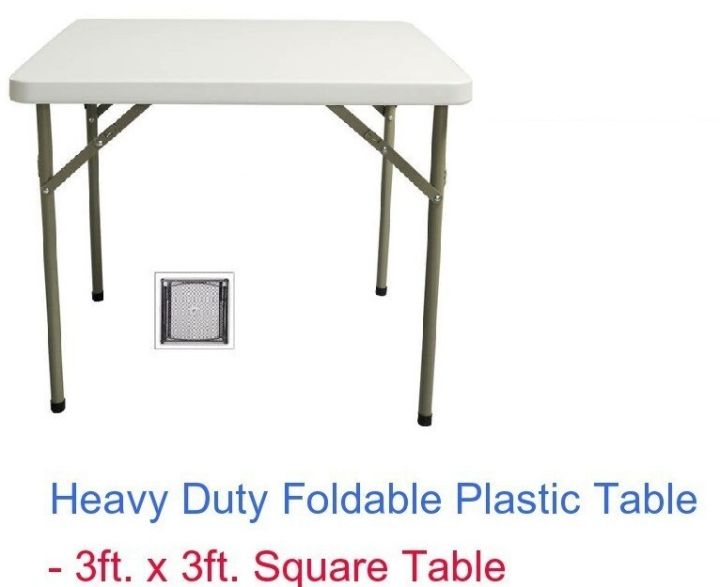 3ft. x 3ft. Square Sturdy Portable Table / Heavy Duty HDPE Folding ...
