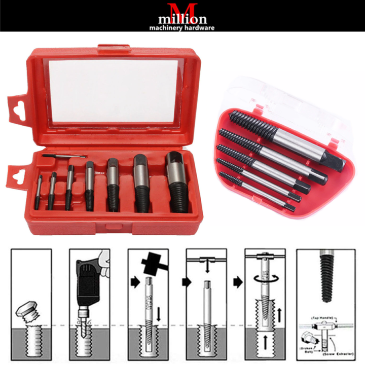 5pcs 6Pcs 8pcs /Set Screw Extractor Set Damaged Screw Removal Tools ...