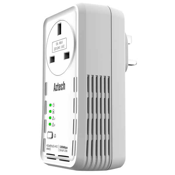 Aztech HL129EP-T MIMO Powerline Homeplug AV2 SmartLInk with AC Pass ...