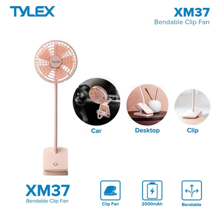 Tylex XM37 Portable Multi-function Bendable Desk Table Car Clip Fan w ...