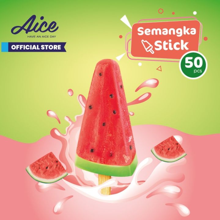 AICE Ice Cream Semangka Stick 65g Es Krim (1 karton = 50 pcs) Eskrim ...