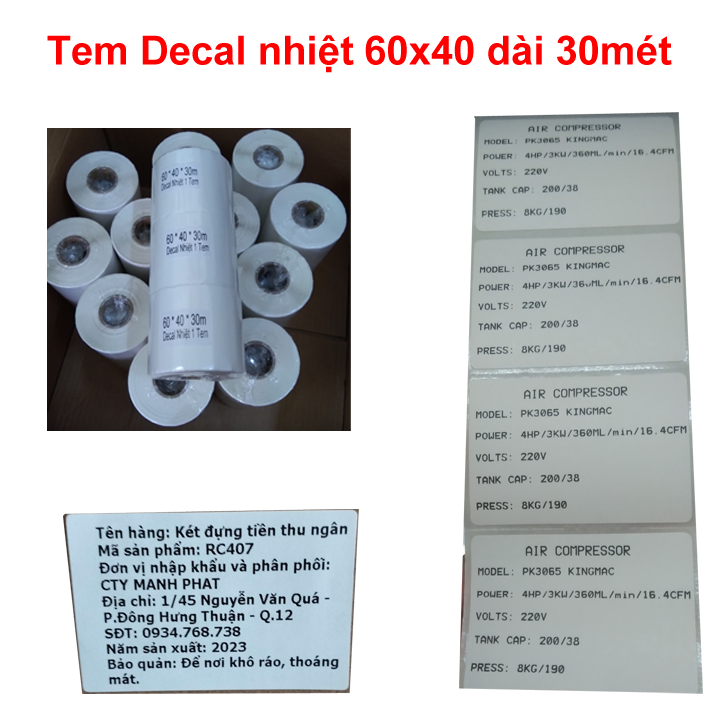 Cuộn giấy in tem nhiệt 60x40 dài 30met | Lazada.vn