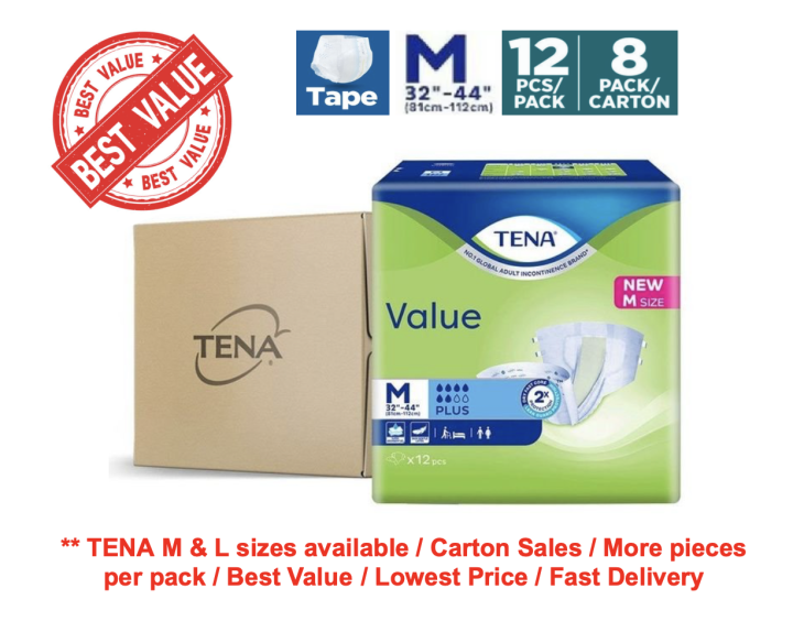 TENA Value Tape Adult Diapers Size M & L (Carton) | Lazada Singapore