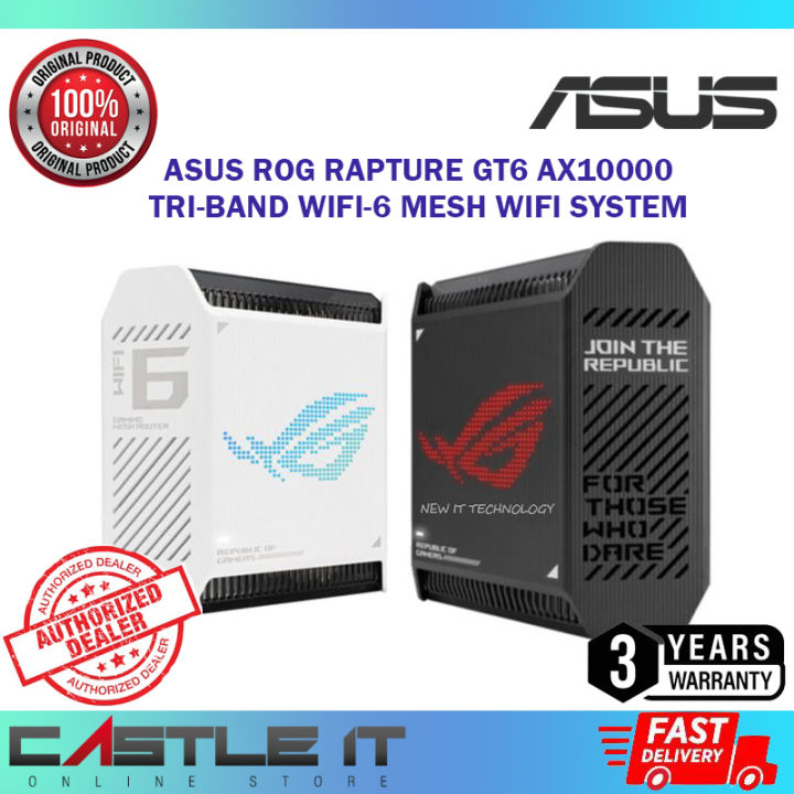 ASUS ROG RAPTURE GT6 AX10000 WIFI TRI-BAND WIFI-6 MESH WIFI SYSTEM 2.5 ...