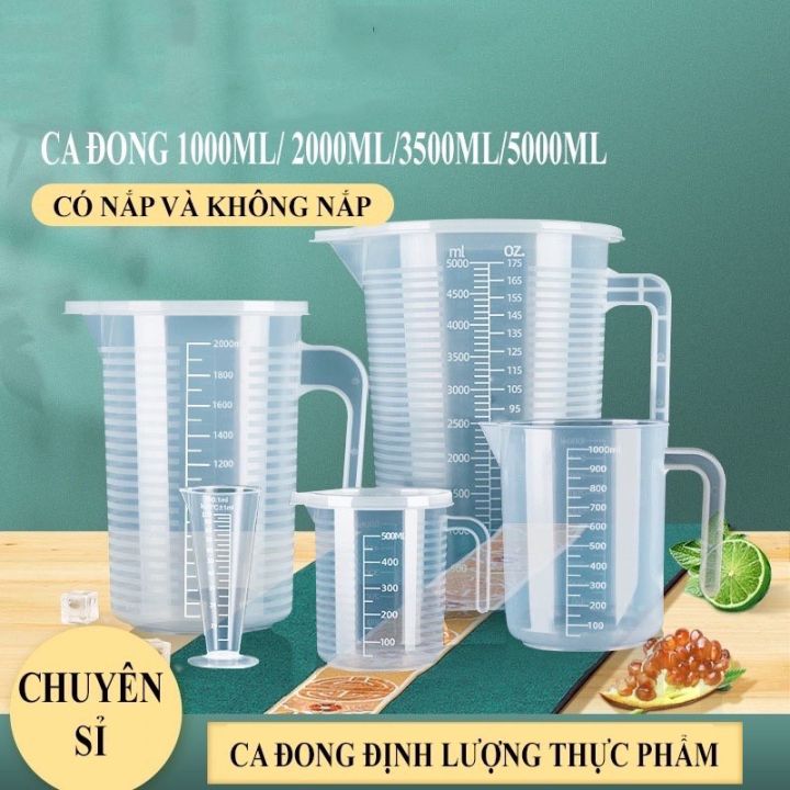 Ca đong định lượng có NẮP ĐẬY, nhựa dẻo chia vạch dày dặn, dung tích 250ML, 500ML, 1000ML ...