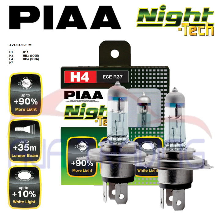PIAA Halogen Bulb Night Tech 3600K 12 Volts Headlight / Foglight / H1 ...