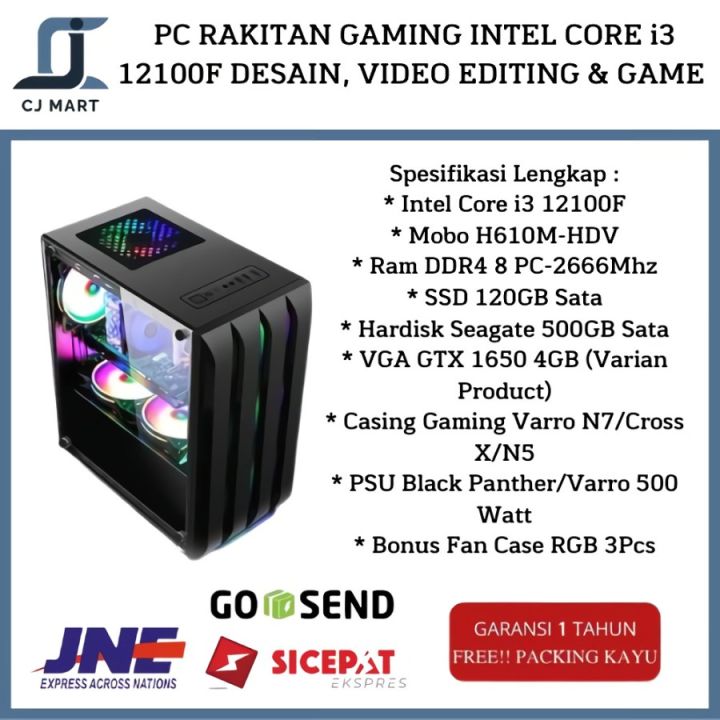 PC RAKITAN GAMING INTEL CORE i3 12100F DESAIN, VIDEO EDITING & GAME - GTX 1650 | Lazada Indonesia