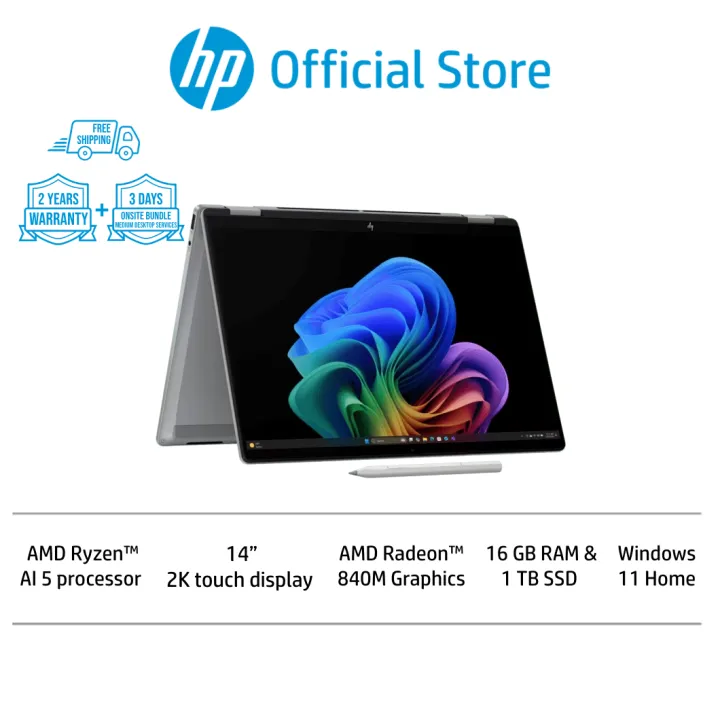 HP OmniBook X Flip Next Gen AI PC 14" Laptop | Ryzen 5/7 | 50 TOPS NPU ...