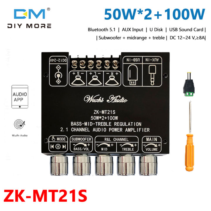 100% Original diymore ZK-MT21/ZK-MT21s Bluetooth 5.0 Subwoofer Amplifier Board 50WX2 + 100W 2.1 ...