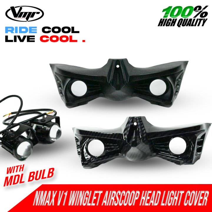 VMR NMAX V1 WINGLET AIRSCOOP WITH MINI DRIVING LIGHT HEAD LIGHT COVER ...