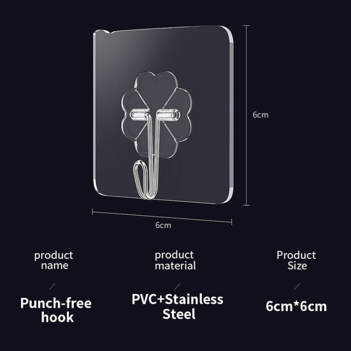 HCCM 10PCS/20PCS/50PCS Reusable Adhesive Hooks,Transparent Heavy Duty ...