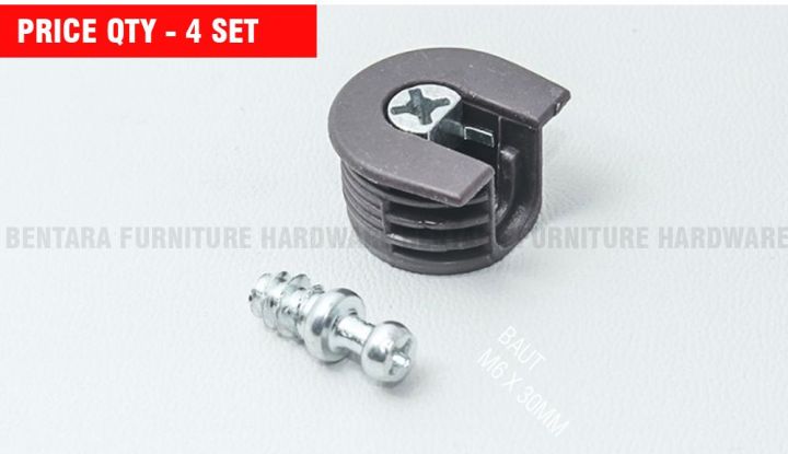 4 X HUBEN DO-02 CAMFIX ZINC ALLOY PLASTIK BESI BAUT KNOCK DOWN FITTING ...