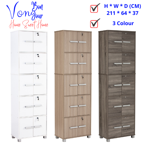 Von Bonjour NAOMI 10 Door Storage Cabinet with Lock / 5 Tier Locker ...