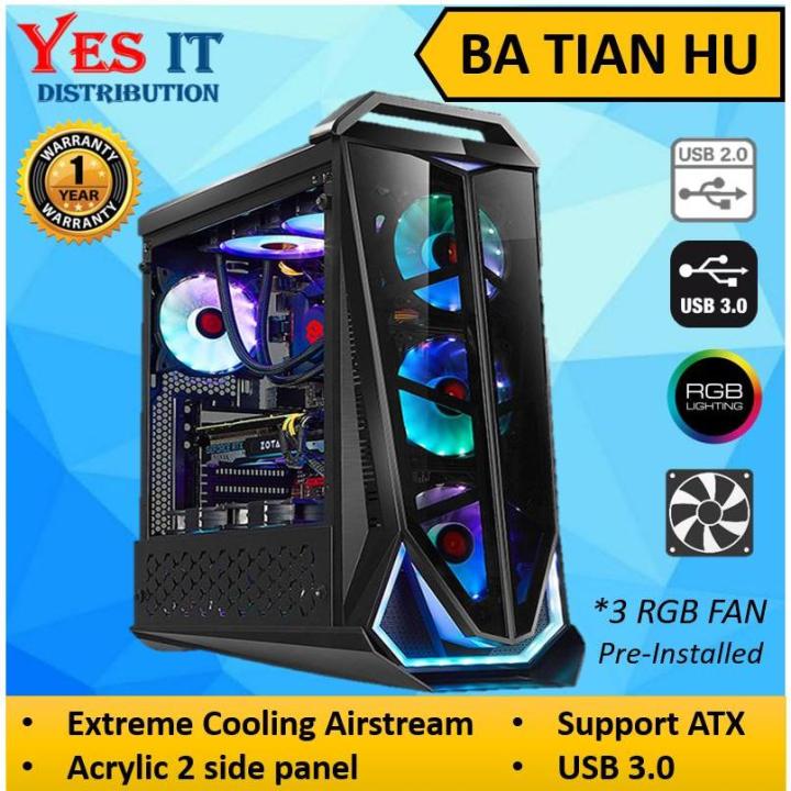BA TIAN HU Full ATX Gaming PC Desktop Casing (Acrylic Side Panel) with ...