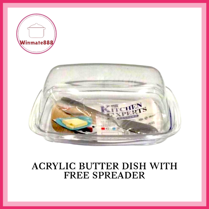 BUTTER DISH ACRYLIC with FREE Spreader MULTIPURPOSE FOOD CONTAINER ...