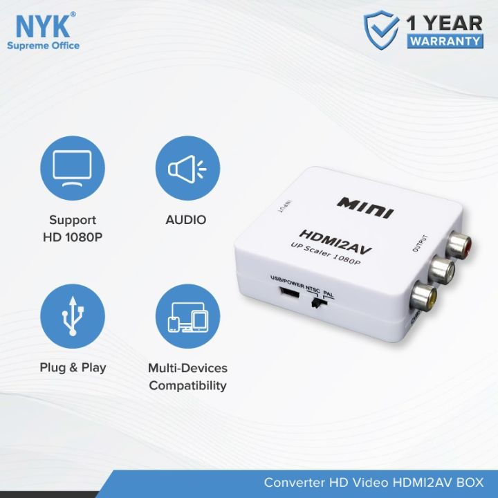 Adapter HDMI TO AV Converter HDMI To RCA Box HDMI2AV Converter Mini Box ...
