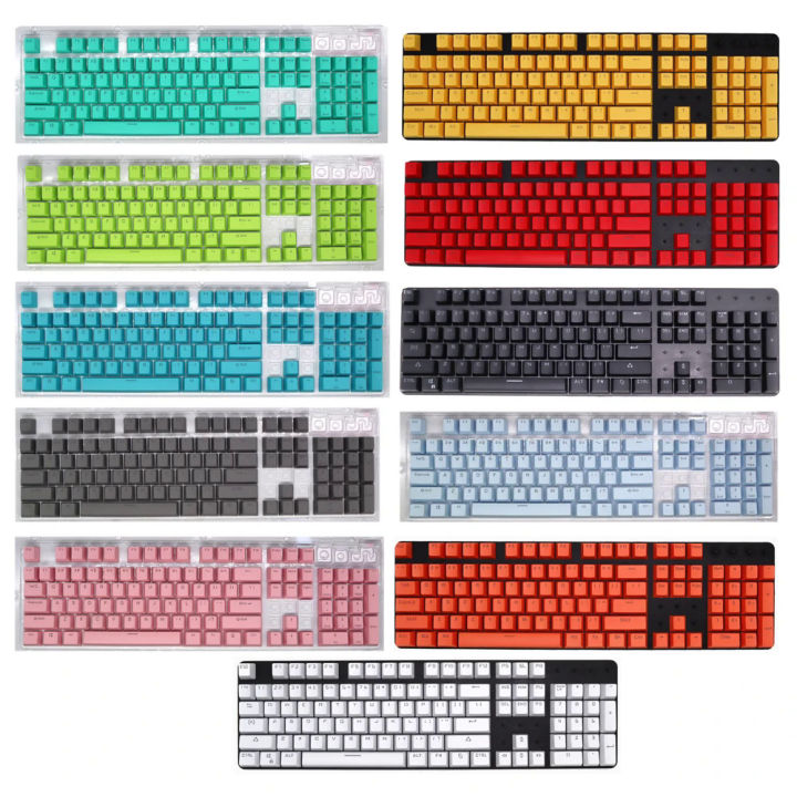 OEM ABS 104keys keycaps for mechanical keyboard white black blue cyan ...